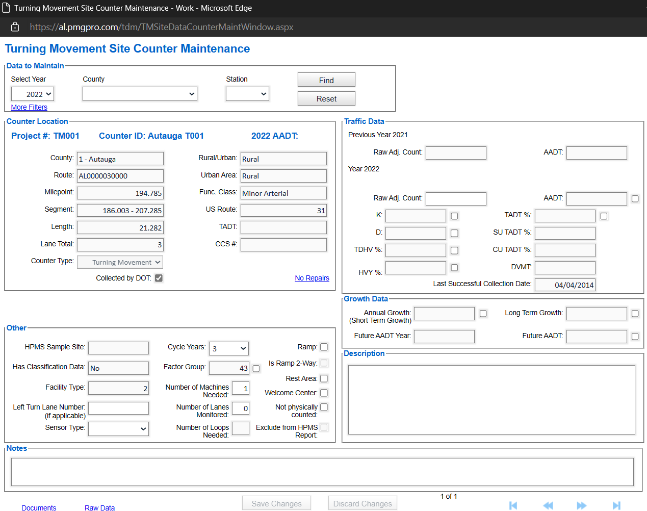 TM Counters – ALDOT - PMG Software Professionals