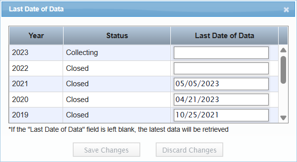 Last Date of Data – ALDOT - PMG Software Professionals